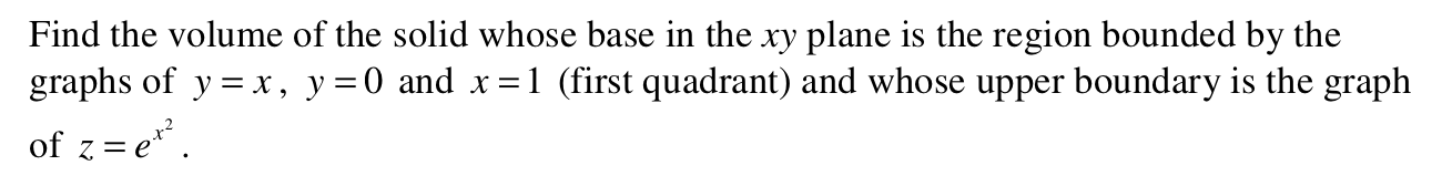 Solved Find the volume of the solid whose base in the xy | Chegg.com