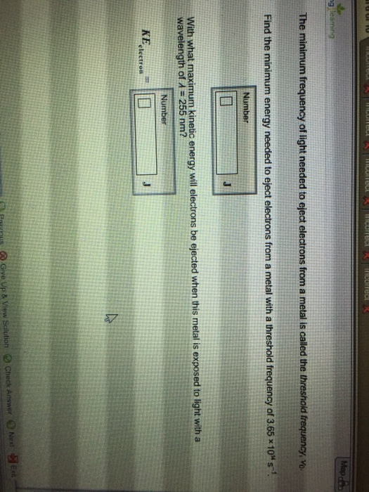 Fine The Minimum Energy Needed To Eject Electrons