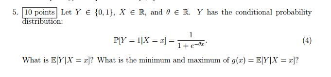 Let Y epsilon {0,1}, X epsilon R, and theta epsilon | Chegg.com
