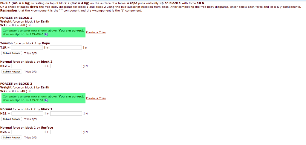 Solved Block 1 (m1 = 6 kg) is resting on top of block 2 (m2 | Chegg.com