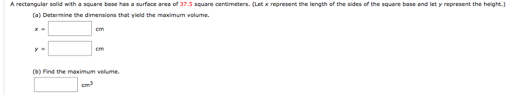 Solved A rectangular solid with a square base has a surface | Chegg.com