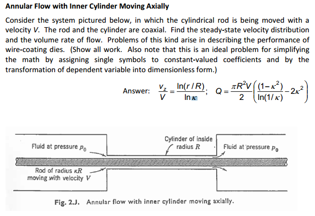 Solved Annular Flow with Inner Cylinder Moving Axially | Chegg.com