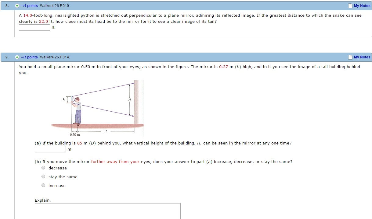Solved A 14.0-foot-long, nearsighted python is stretched out | Chegg.com