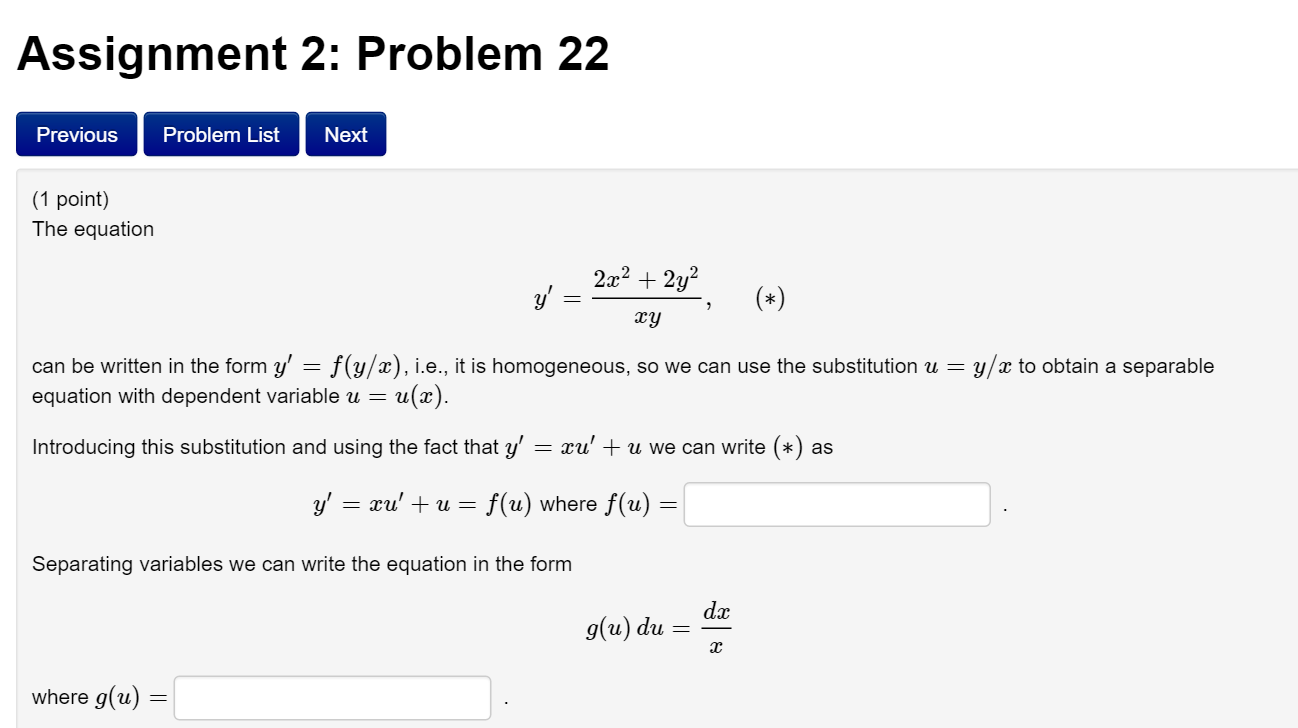 Solved The equation y' = x^2 + 2y^2/xy, (*) can be written | Chegg.com