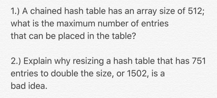 Solved A Chained Hash Table Has An Array Size Of 512 What 