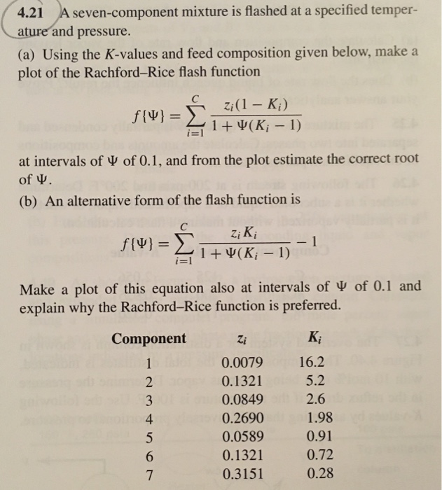 A seven-component mixture is flashed at a specified | Chegg.com
