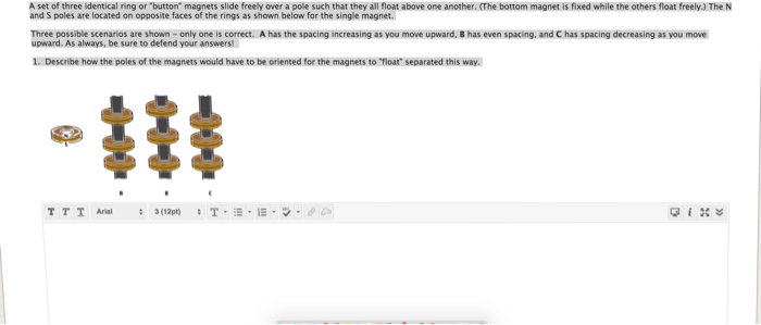 Solved A set of three identical ring or "button" magnets | Chegg.com