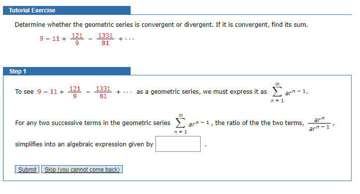 Solved Tutorial Exercise Determine whether the geometric | Chegg.com Solved Tutorial Exercise Determine whether the geometric | Chegg.com