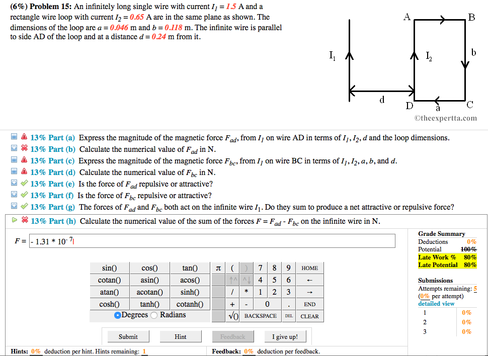 Solved An infinitely long single wire with current I_1=1.5 A | Chegg.com