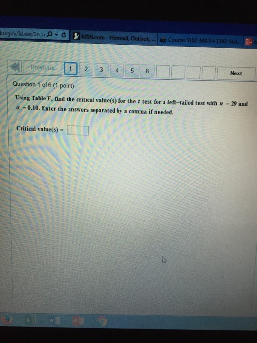 Solved Using Table F, find the critical value(s) for the t | Chegg.com