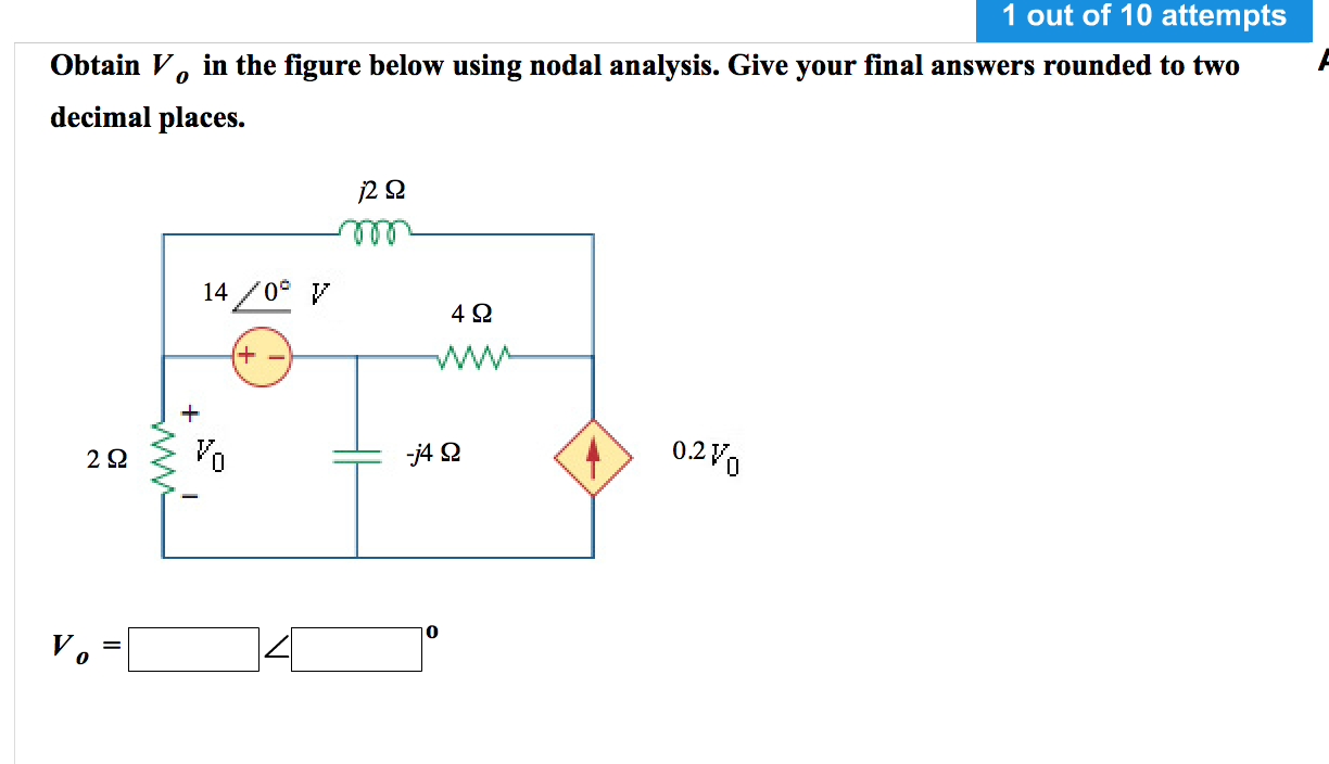 Solved Obtain V0 in the figure below using nodal analysis. | Chegg.com
