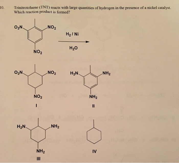 Solved Trinitrotoluene (TNT) reacts with large quantities of | Chegg.com