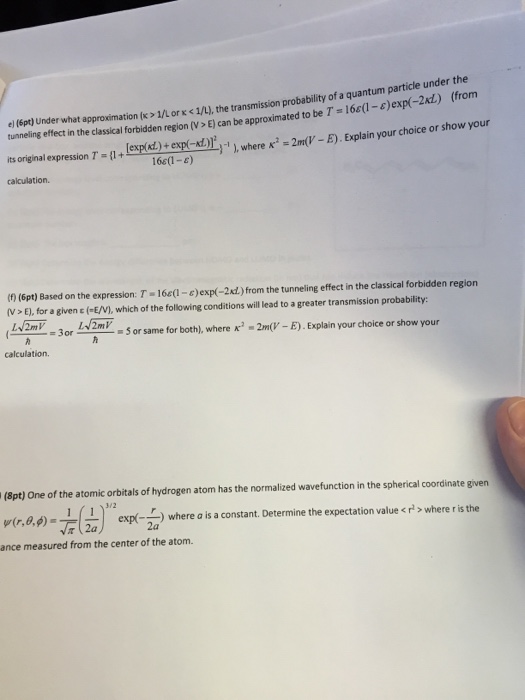 Solved Under what approximation (k > 1/L or k