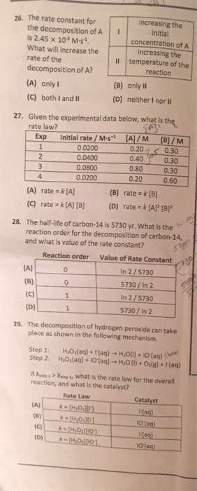 Solved The rate constant for the decomposition of A is 2.45 | Chegg.com