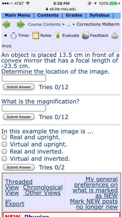 Solved An object is placed 13.5 cm in front of a convex | Chegg.com