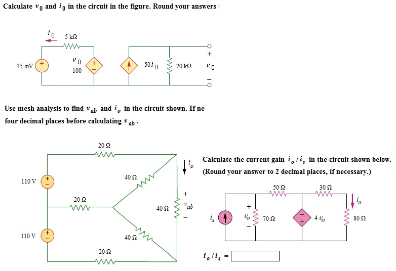 Solved Calculate v0 and i0 in the circuit in the figure. | Chegg.com