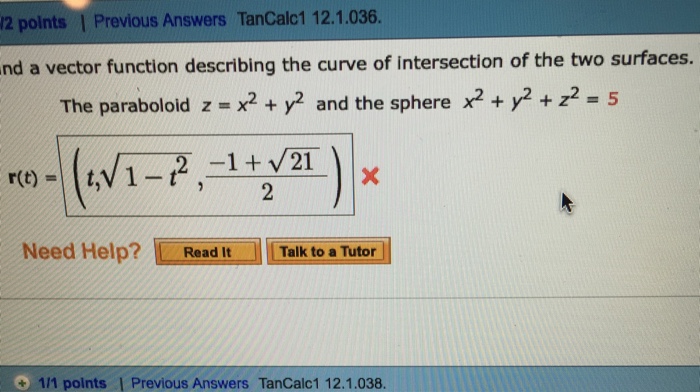 Solved Find A Vector Function Describing The Curve Of
