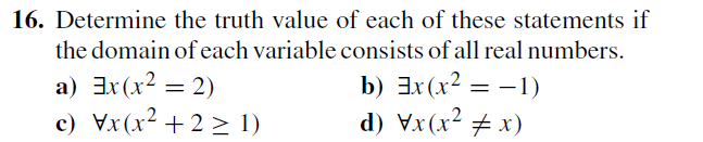 Solved 16. Determine the truth value of each of these | Chegg.com
