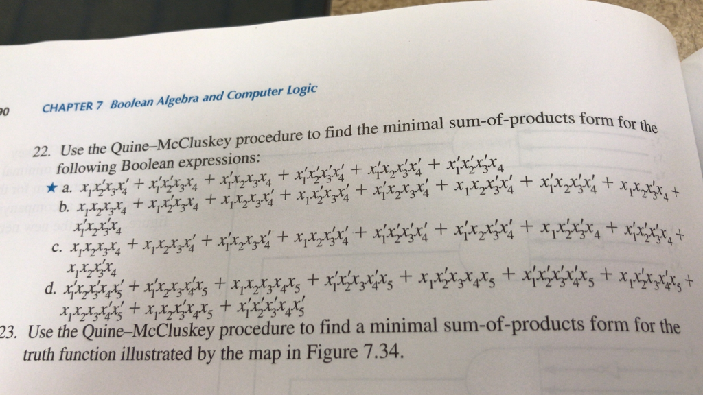 CHAPTER 7 Boolean Algebra and Computer Logic lucts | Chegg.com