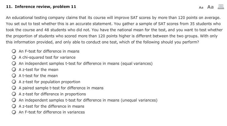 Solved 6. Inference review, problem 6 Aa Aa You want to find | Chegg.com Solved 6. Inference review, problem 6 Aa Aa You want to find | Chegg.com
