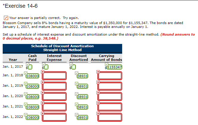 Solved Exercise 14-6 Your answer is partially correct. Try | Chegg.com