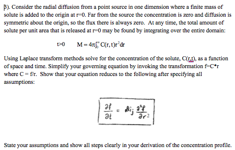 P). Consider the radial diffusion from a point source | Chegg.com