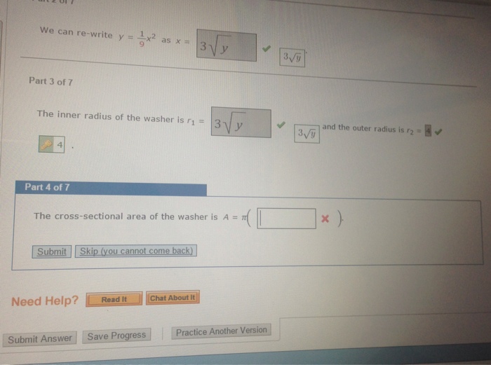 Solved We can re-write y = 1/9 x^2 as x = 3 root y 3 root y | Chegg.com