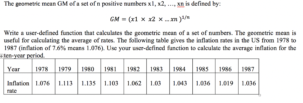 Solved The geometric mean GM of a set of n positive numbers | Chegg.com
