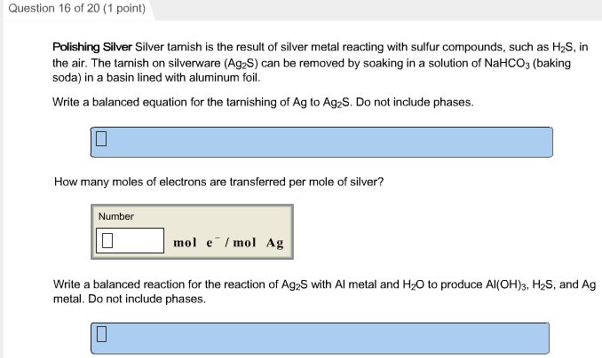 Solved Polishing Silver tarnish is the result of silver | Chegg.com