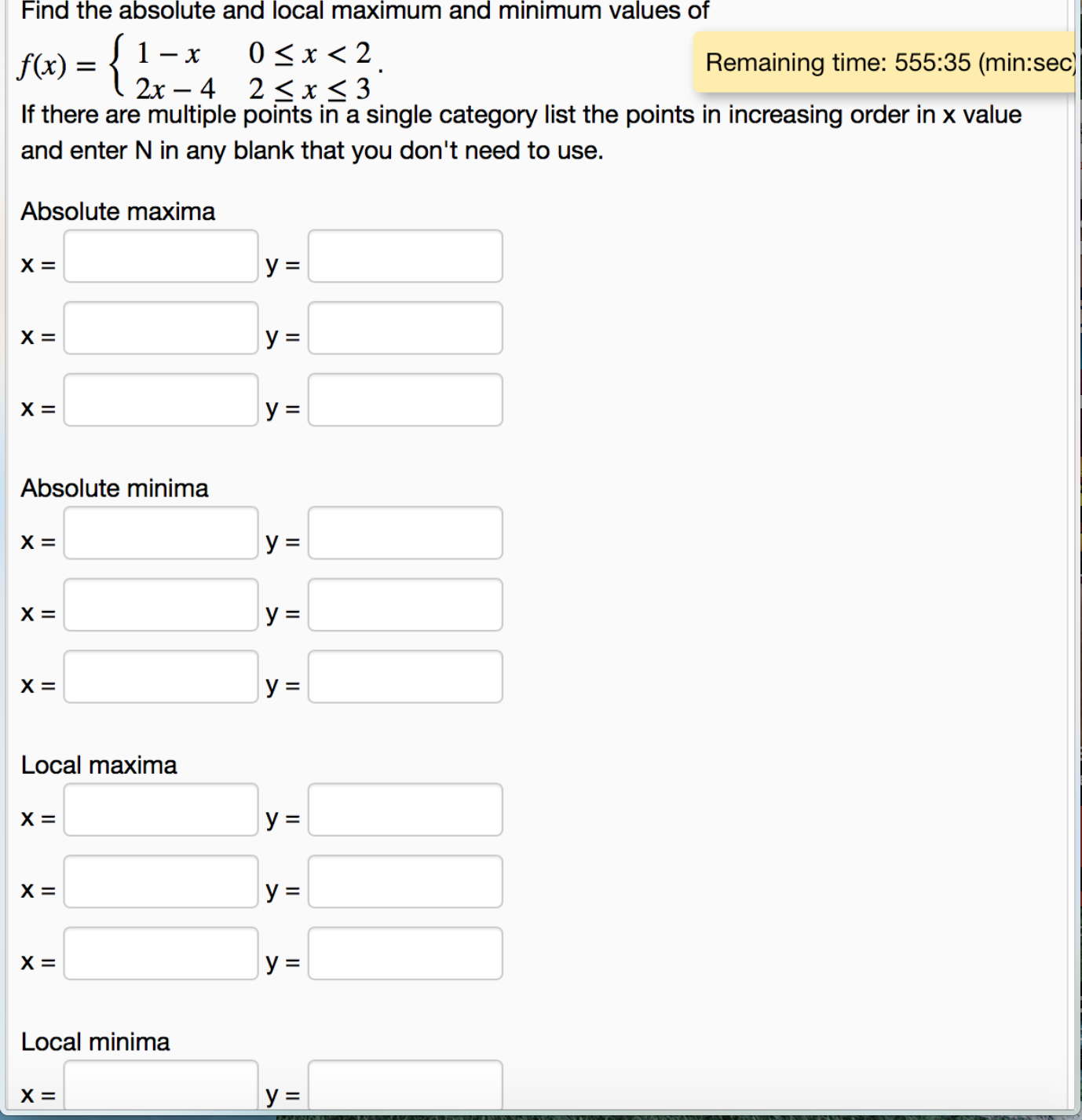 Solved Find the absolute and local maximum and minimum | Chegg.com