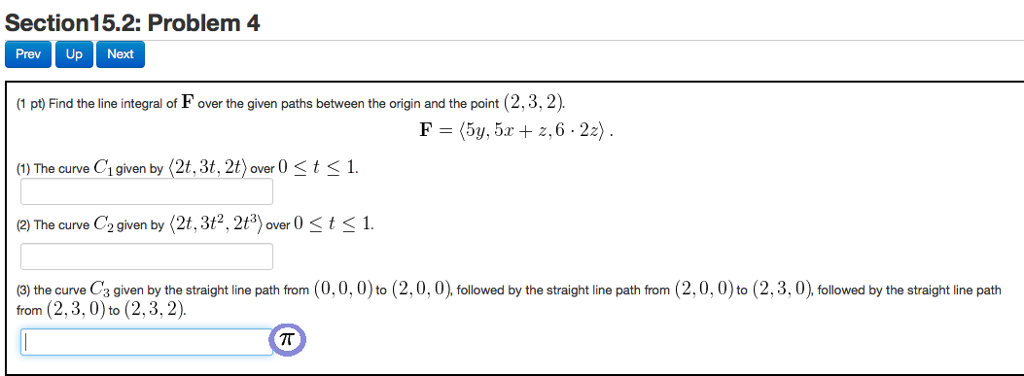 Solved Section15.2: Problem 4 Prev Up Next (1 pt) Find the | Chegg.com