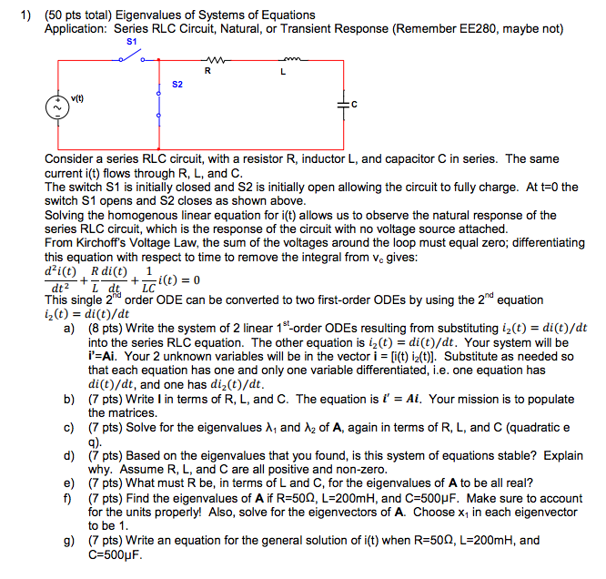 Solved Eigenvalues of Systems of Equations Application: | Chegg.com