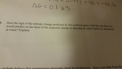 Solved Does the sign of the entropy change predicted by this | Chegg.com