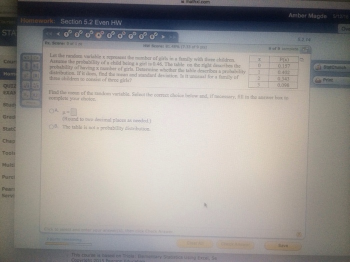 Solved Let the random variable x represent the number of | Chegg.com