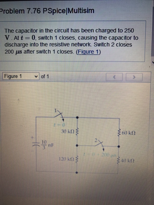 Solved Problem 7.76 PSpice]Multisim The capacitor in the | Chegg.com
