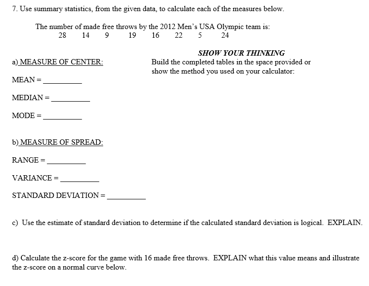 Solved Use summary statistics, from the given data, to | Chegg.com