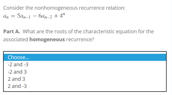 Solved Consider the nonhomogeneous recurrence relation: Part | Chegg.com