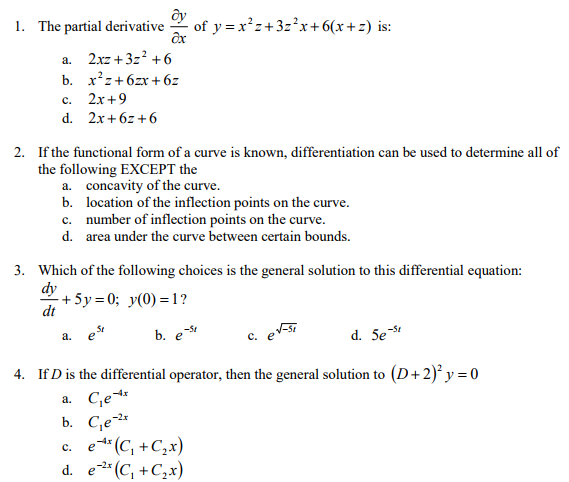 Solved The partial derivative partial differential y/partial | Chegg.com