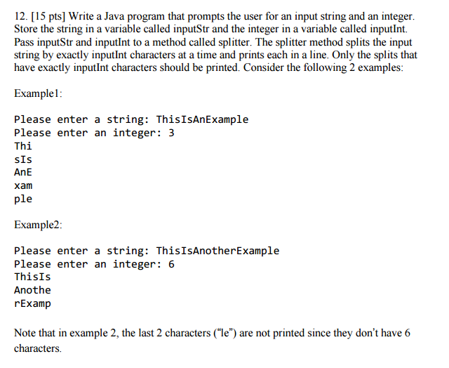 Solved 12. [15 pts] Write a Java program that prompts the | Chegg.com