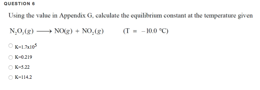 Solved QUESTION 6 Using the value in Appendix G, calculate | Chegg.com