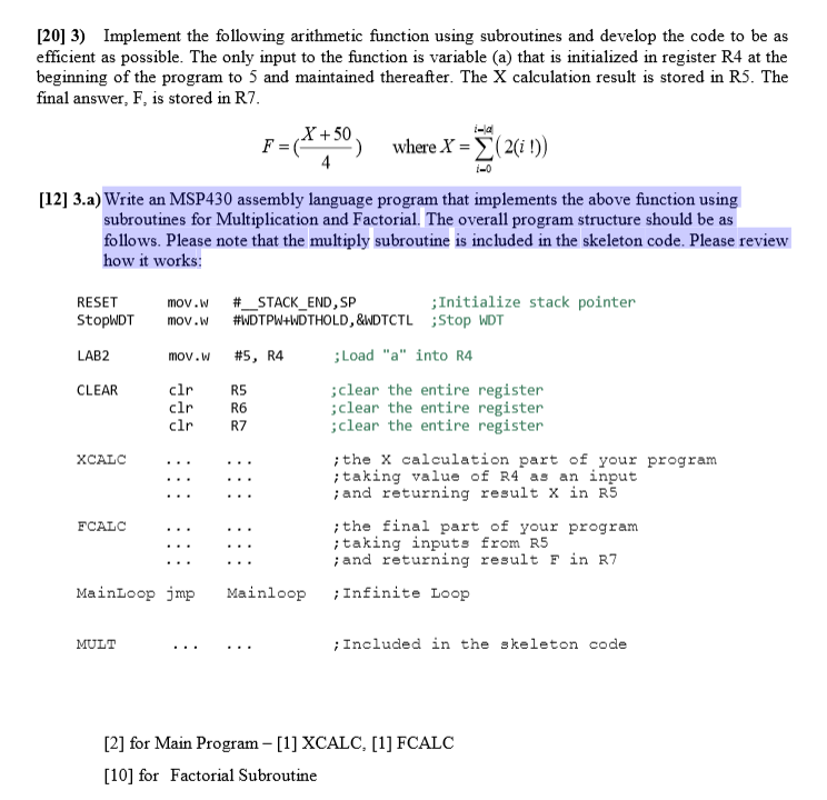 Solved 20 3 Implement The Following Arithmetic Function 