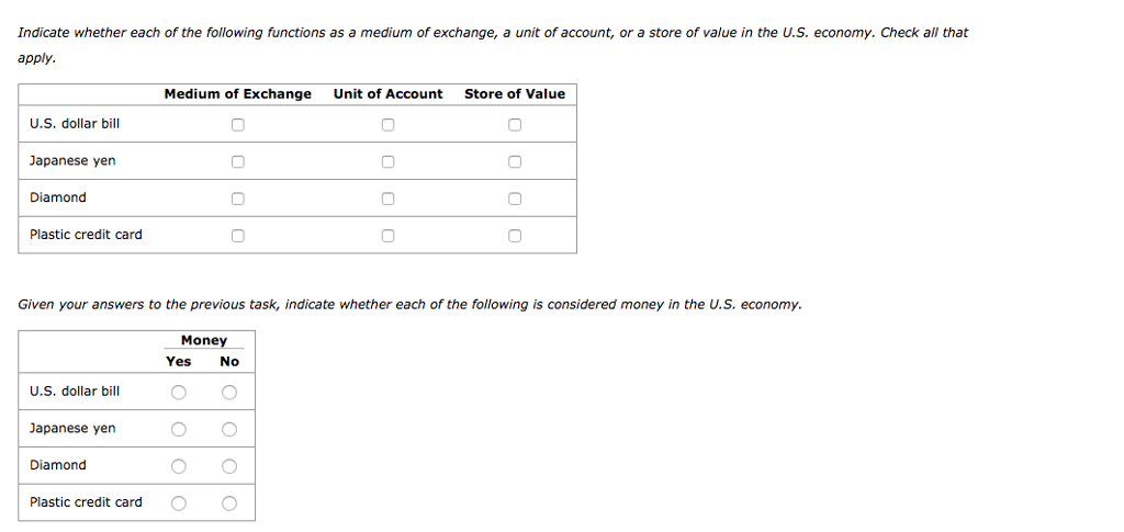 Solved Indicate whether each of the following functions as a | Chegg.com