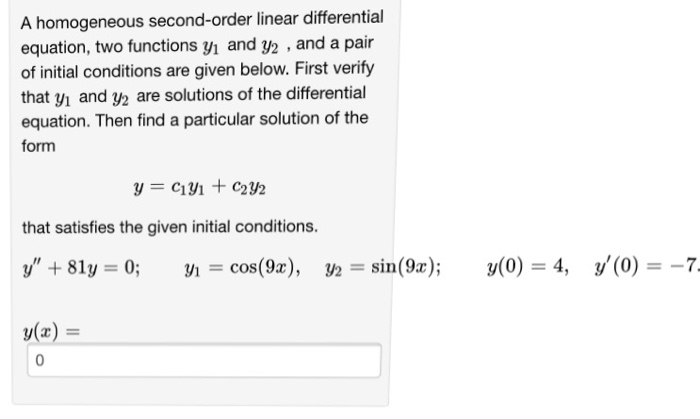 Solved A homogeneous second-order linear differential | Chegg.com