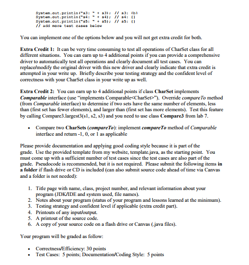 Solved CSCI 145 -- Project 3 (CharSet Class) Due Thursday, | Chegg.com