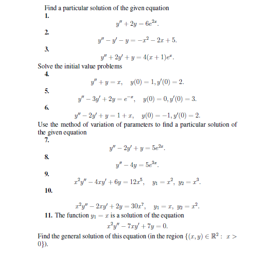Solved Find a particular solution of the given equation y" | Chegg.com