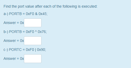 Solved Find the port value after each of the following is | Chegg.com