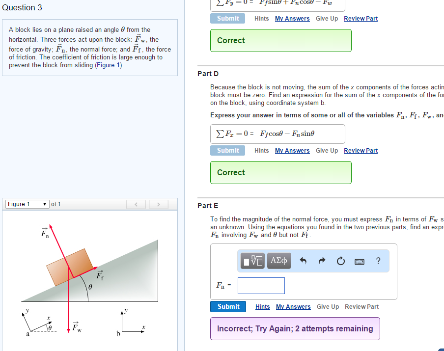 Solved A block lies on a plane raised an angle theta from | Chegg.com