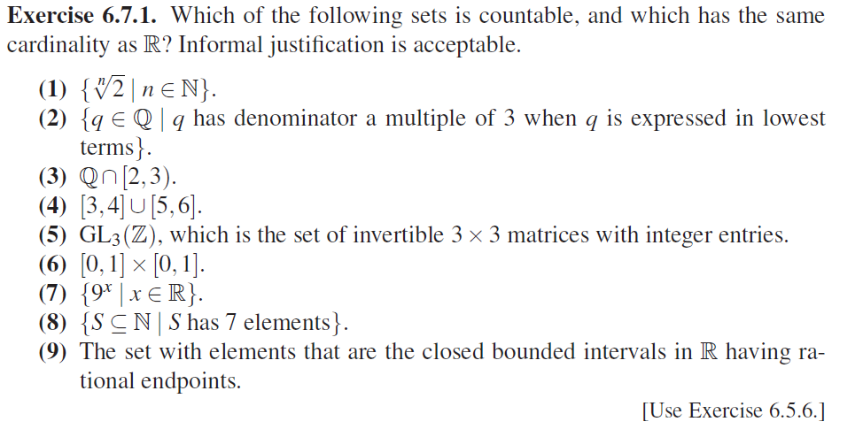 Solved Which of the following sets is countable, and which | Chegg.com