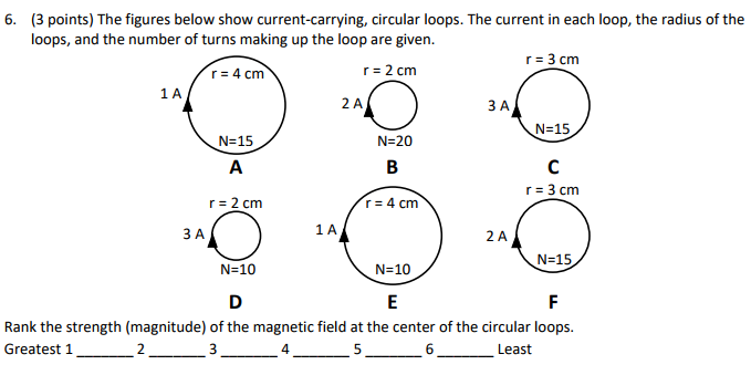 Solved 6. 3 points) The figures below show current-carrying, | Chegg.com