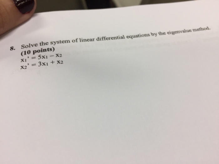Solved Solve the system of linear differential equations by | Chegg.com